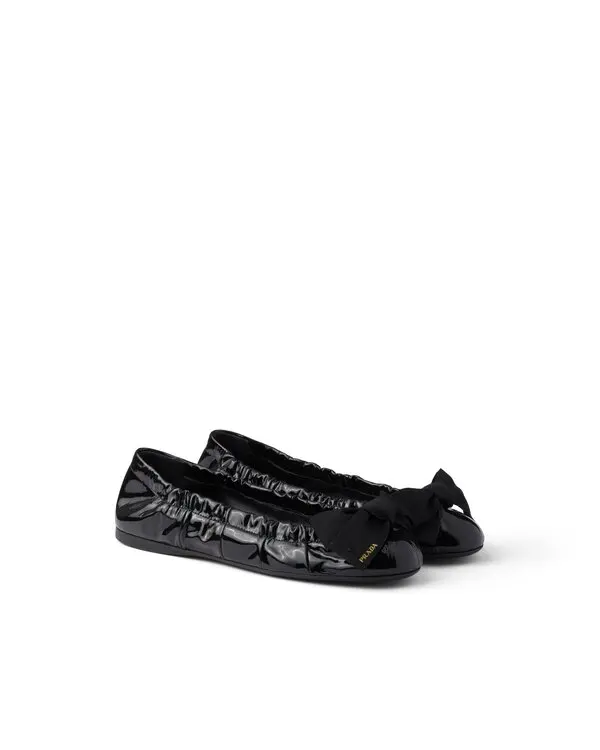 Prada Patent Leather Ballerinas With Bow