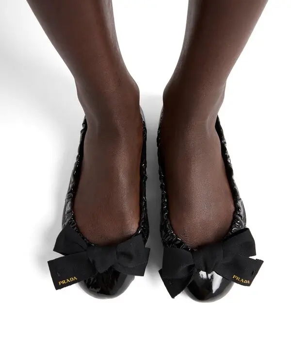 Prada Patent Leather Ballerinas With Bow