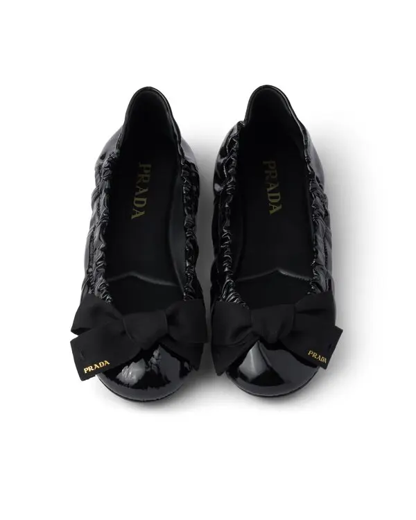 Prada Patent Leather Ballerinas With Bow