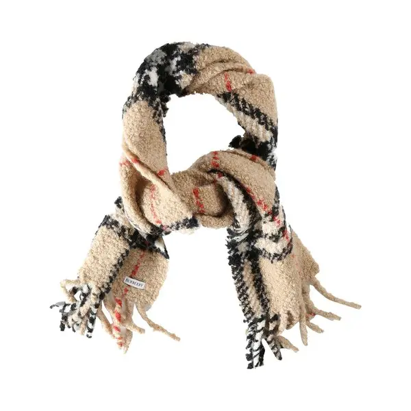 Burberry Mu G Check Boucle Scarf 'sand - Tan