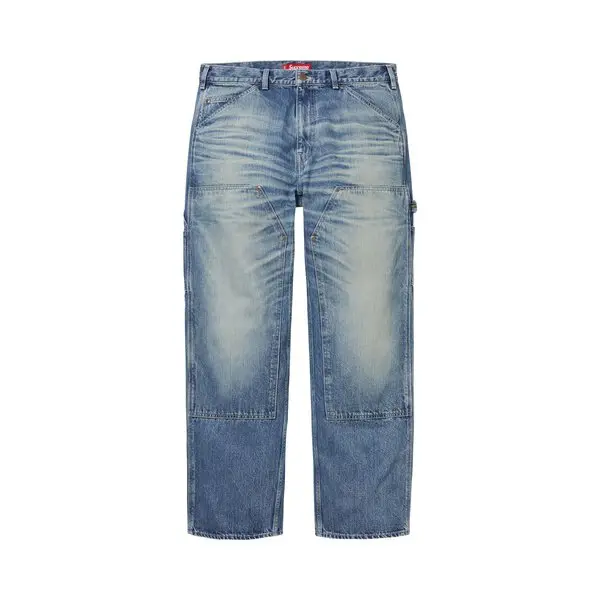 Supreme Worn Double Knee Denim Painter Jeans - Blue