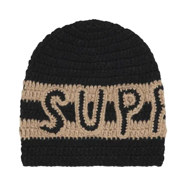 Supreme Crochet Logo Beanie - Black