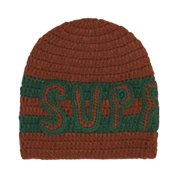 Supreme Crochet Logo Beanie - Brown