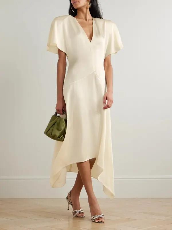 Stella McCartney Paneled Hammered-satin Midi Dress