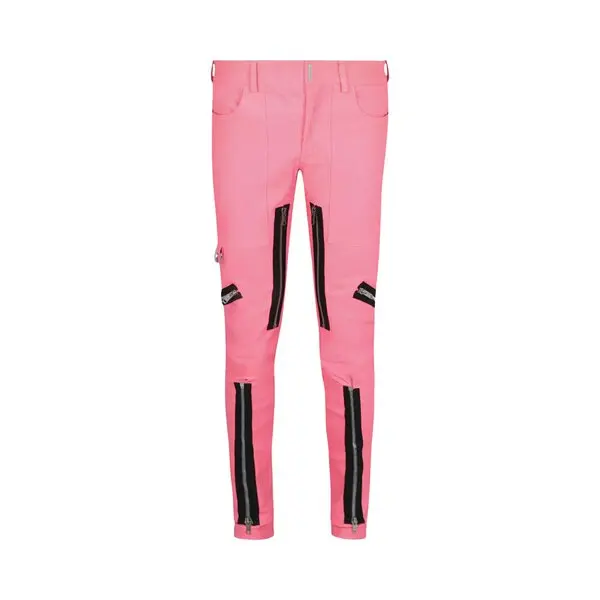 Givenchy Exposed Zipper Skinny Leather Pants - Pink
