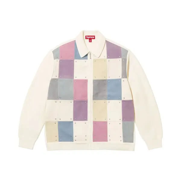 Supreme Studded Suede Zip Up Cardigan - Multicolor