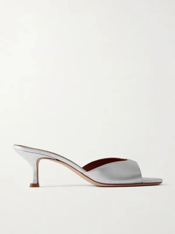 Staud Brigitte Metallic Leather Mules - Silver