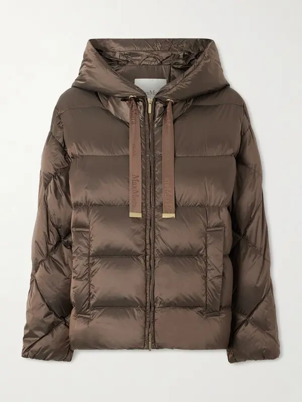 Max Mara The Cube Hooded Quilted Down Jacket - Brown