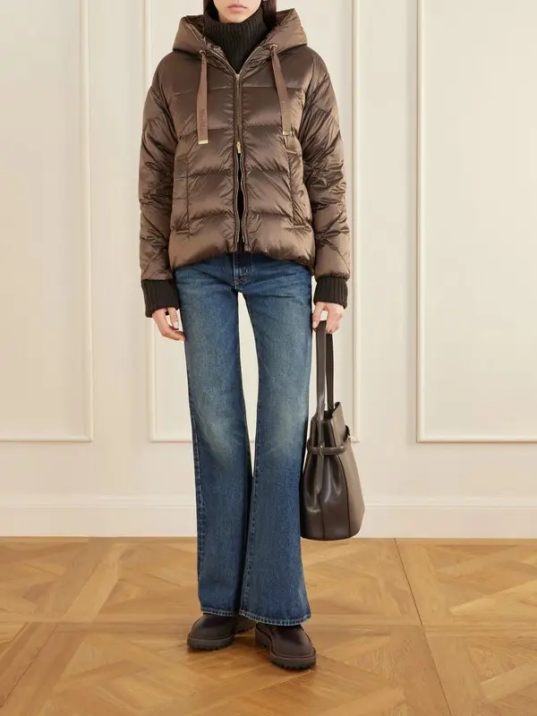 Max Mara The Cube Hooded Quilted Down Jacket - Brown