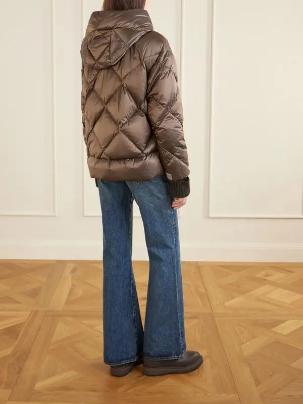 Max Mara The Cube Hooded Quilted Down Jacket - Brown
