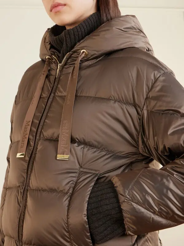 Max Mara The Cube Hooded Quilted Down Jacket - Brown