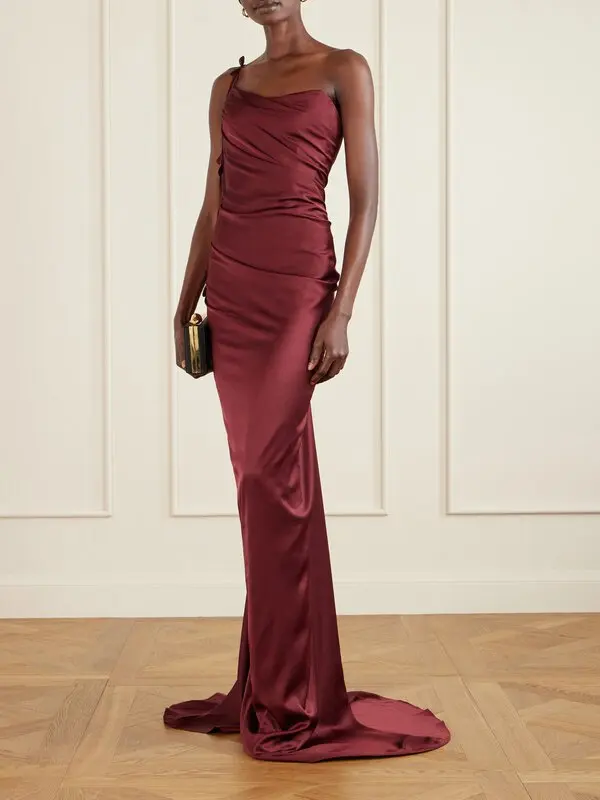 MARMAR HALIM Embellished Draped Satin Bustier Gown