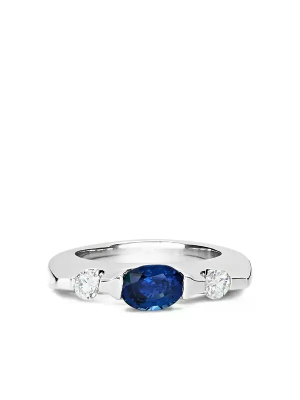 JEWELS AFICIONADO 18k White Gold Sapphire And Diamond Ring - Silver