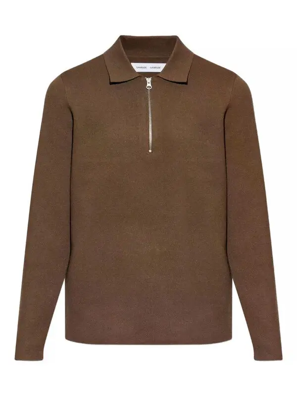 SAMSOE SAMSOE Half-zip Polo Shirt - Brown