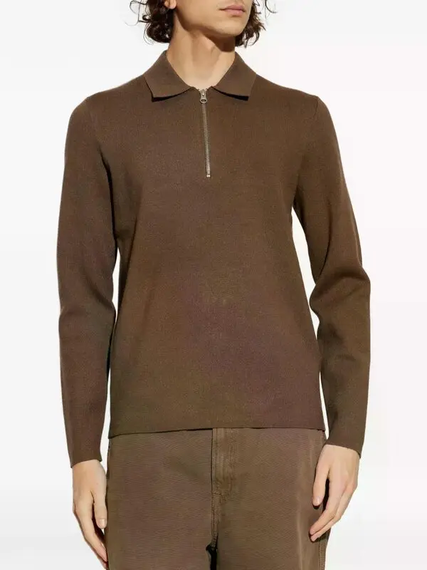 SAMSOE SAMSOE Half-zip Polo Shirt - Brown