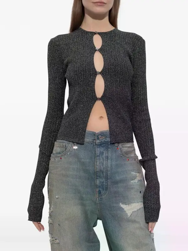 Amiri Cut-out Knit Cardigan - Grey