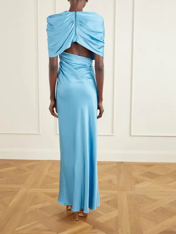 Stella McCartney Open-back Cape-effect Draped Satin Gown - Blue