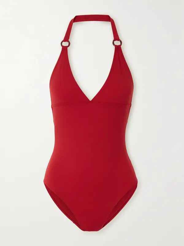 Loro Piana Embellished Halterneck Swimsuit - Red