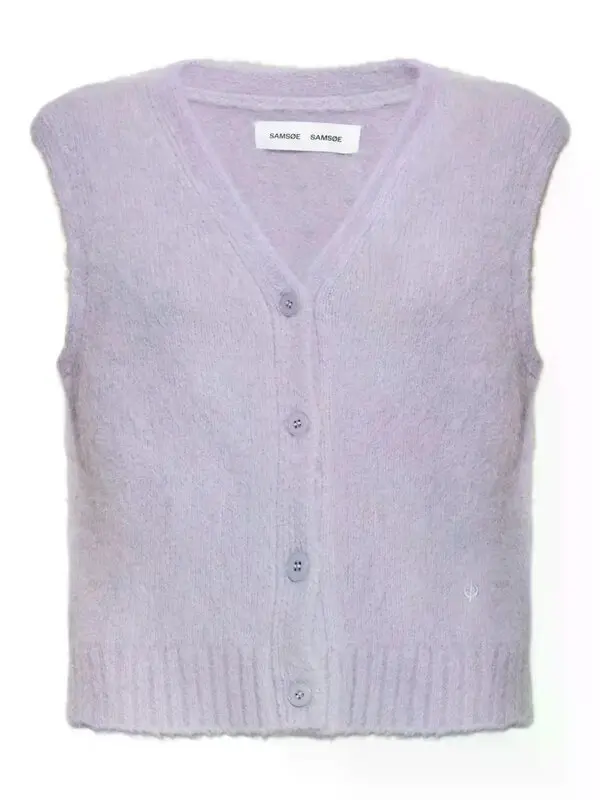 SAMSOE SAMSOE Buttoned V-neck Knitted Vest