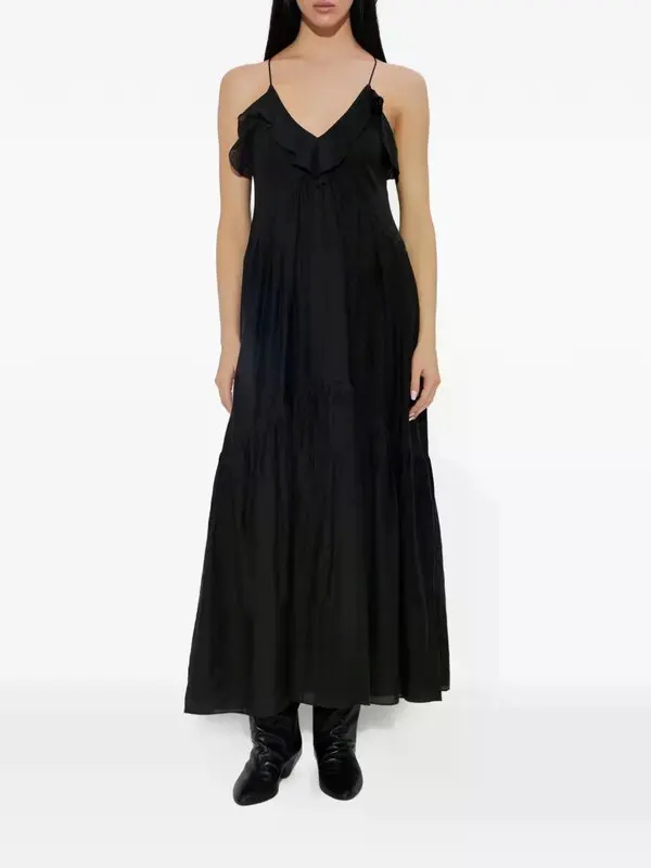 MARANT ETOILE Ruffled V-neck Dress - Black