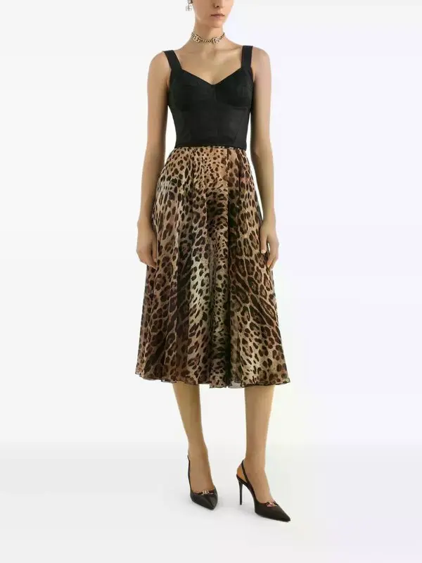 Dolce & Gabbana Leopard-print Pleated Midi Skirt