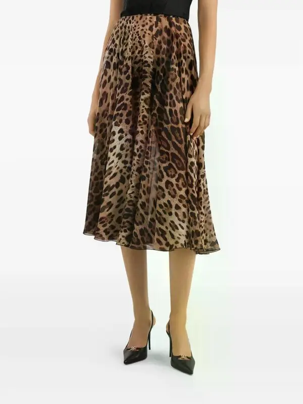 Dolce & Gabbana Leopard-print Pleated Midi Skirt