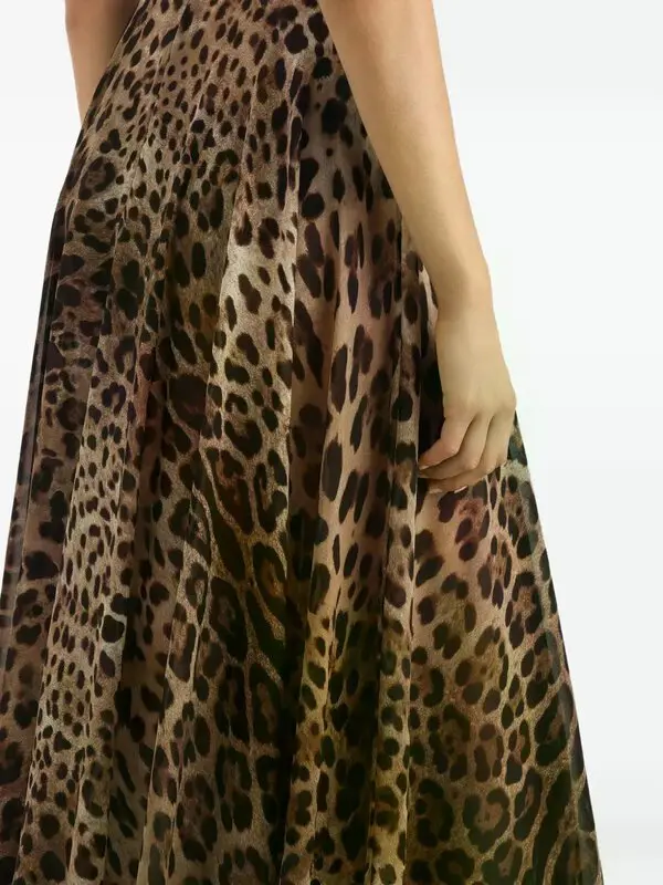 Dolce & Gabbana Leopard-print Pleated Midi Skirt