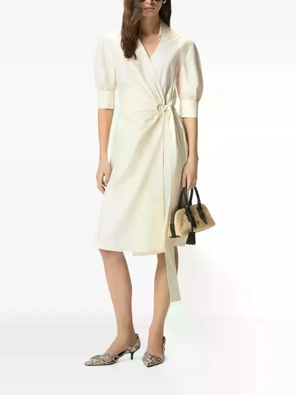 Pinko Collared Dress With Ring Detail - Neutrals