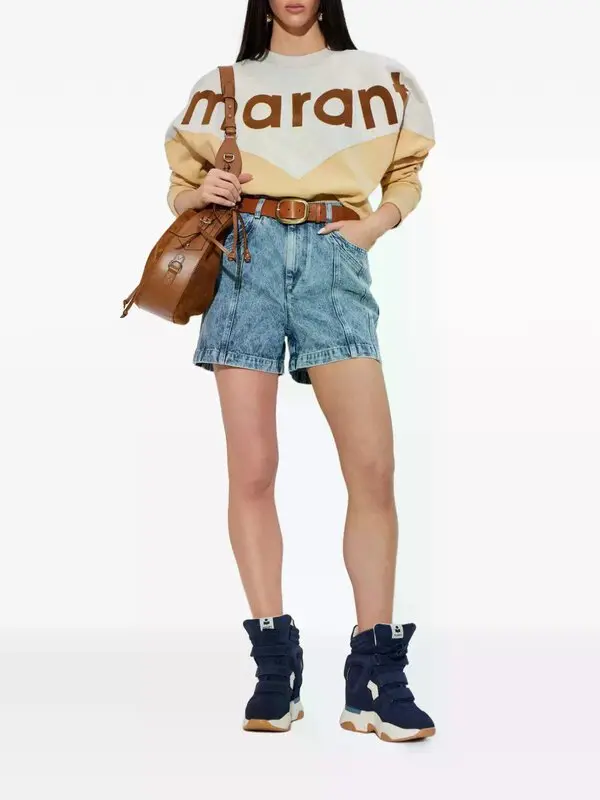 MARANT ETOILE Acid-wash Denim Shorts - Blue
