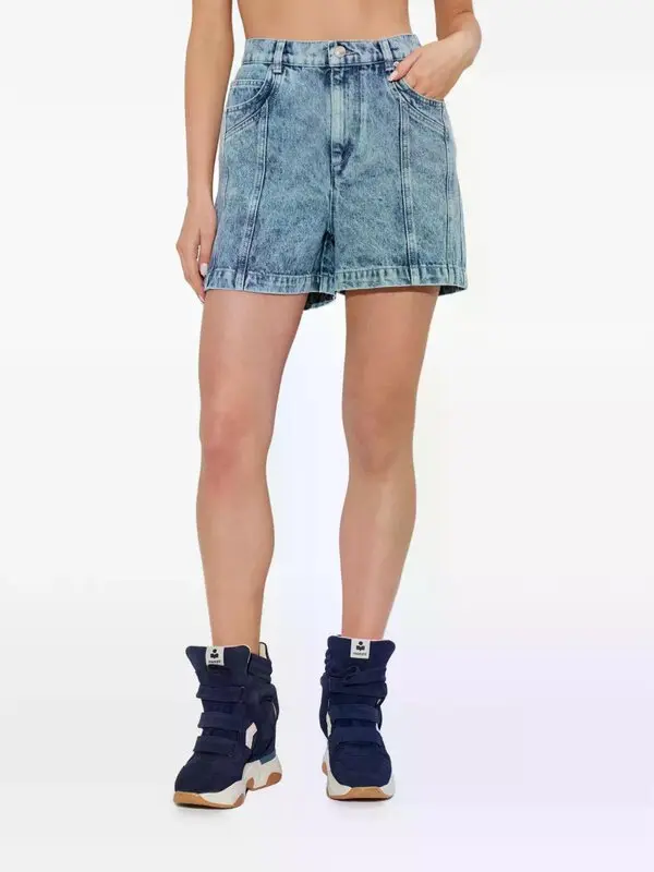 MARANT ETOILE Acid-wash Denim Shorts - Blue