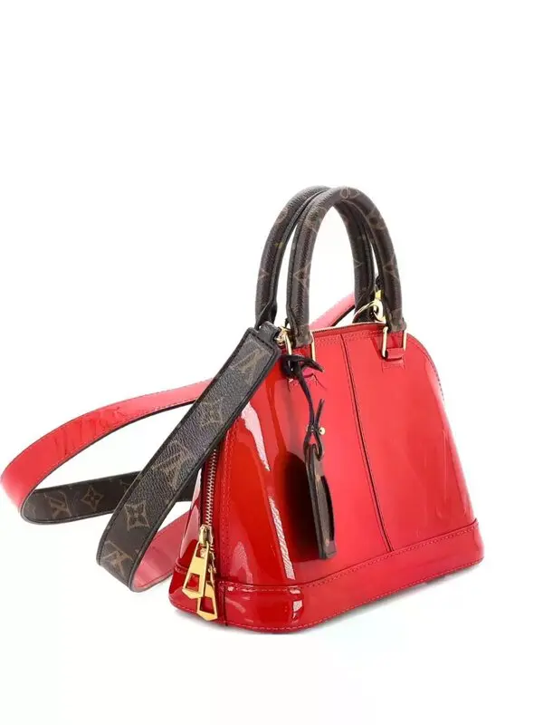 LOUIS VUITTON Alma Handbag Vernis Monogram Canvas Bb Satchel - Red