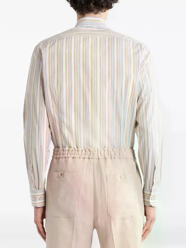 Etro Striped Pegaso-embroidered Shirt - Neutrals