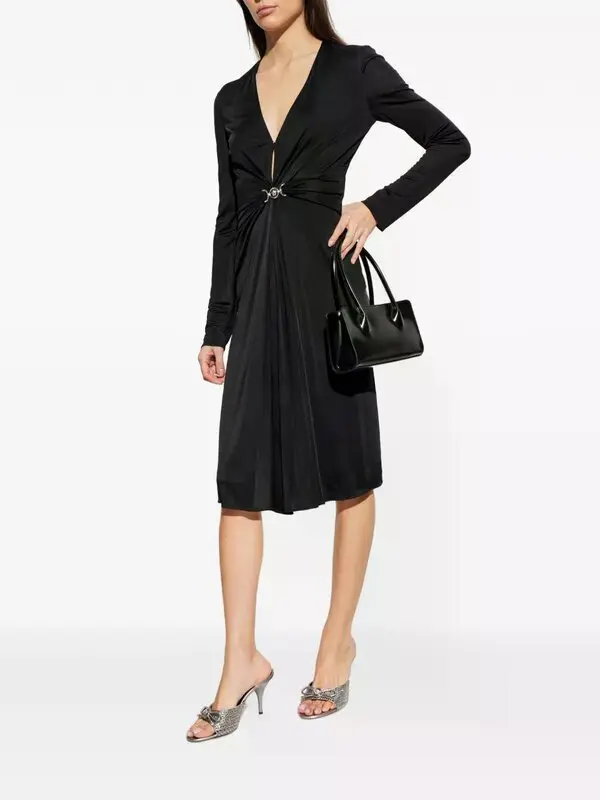 Versace Medusa-plaque Draped Dress - Black