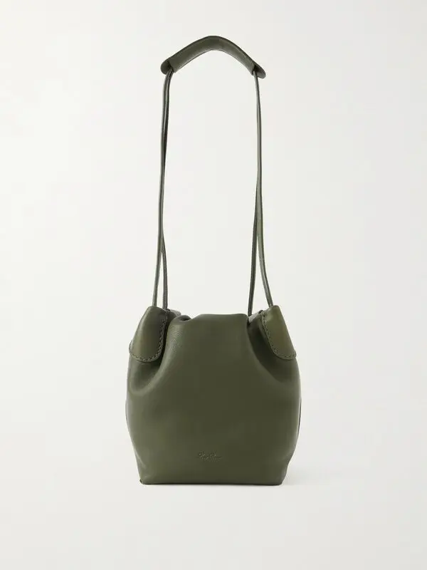 Loro Piana Bale Softy Leather Bucket Bag - Green