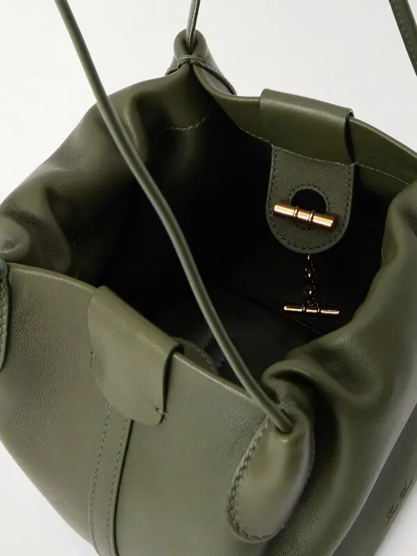 Loro Piana Bale Softy Leather Bucket Bag - Green