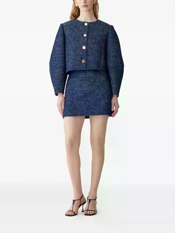 Carolina Herrera Arc-sleeve Lurex Tweed Jacket