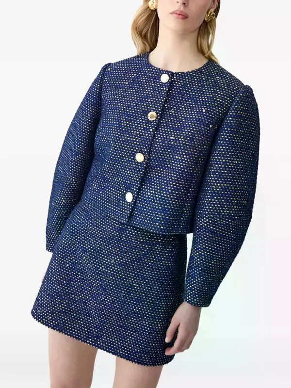 Carolina Herrera Arc-sleeve Lurex Tweed Jacket