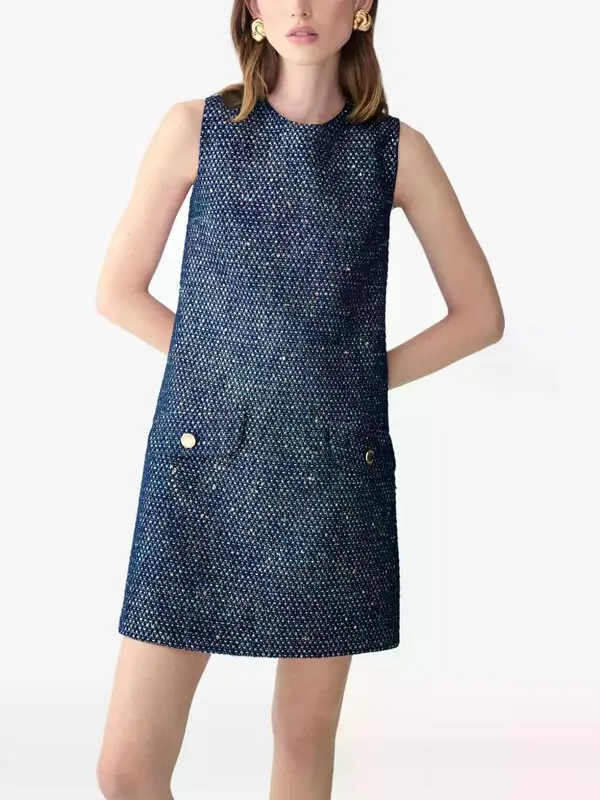Carolina Herrera Lurex Tweed Mini Dress - Blue