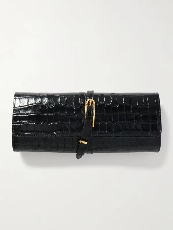 LIFFNER Belted Croc-effect Leather Clutch