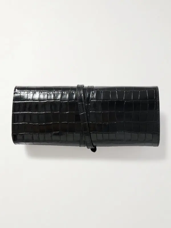 LIFFNER Belted Croc-effect Leather Clutch