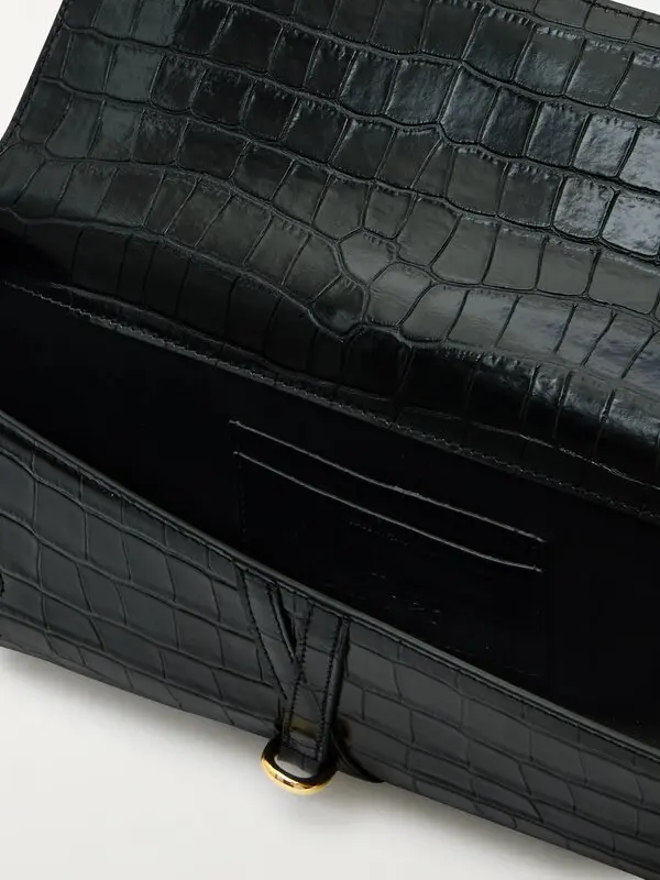 LIFFNER Belted Croc-effect Leather Clutch