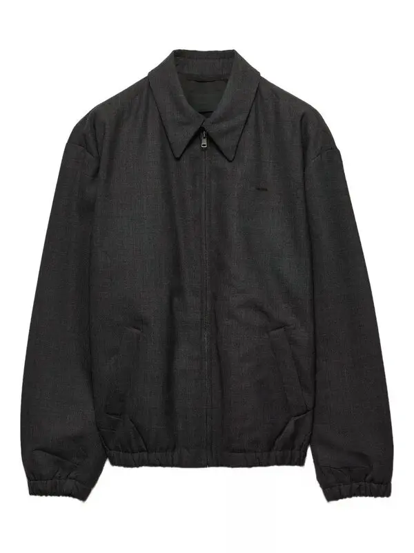 Prada Embroidered-lettering Jacket - Grey