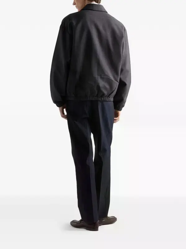 Prada Embroidered-lettering Jacket - Grey