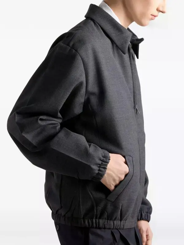 Prada Embroidered-lettering Jacket - Grey