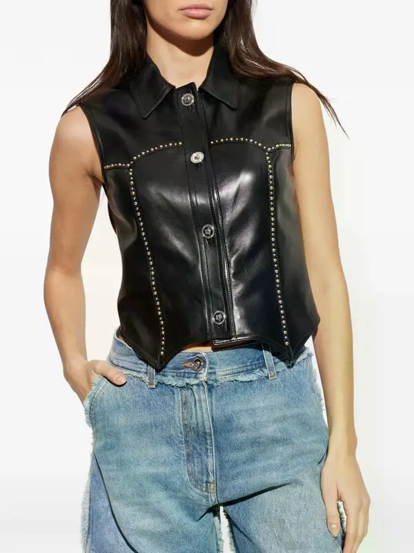 Versace Leather Sleeveless Shirt