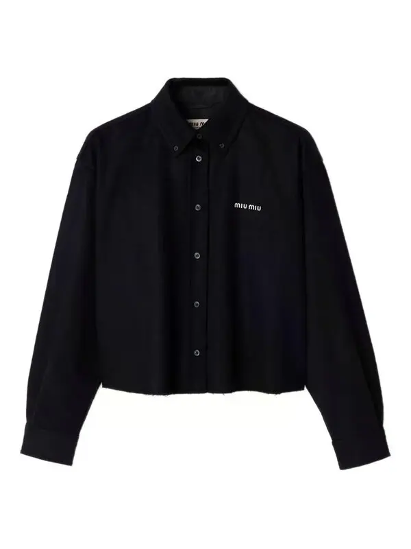 Miu Miu Embroidered-logo Shirt - Blue