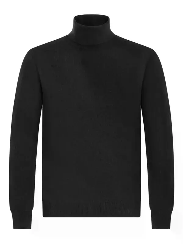FRANZESE COLLECTION Ribbed Turtleneck Sweater - Black