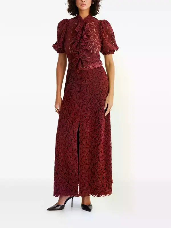 MOOS STUDIO Fatal Bloom Ruffled Lace Maxi Dress