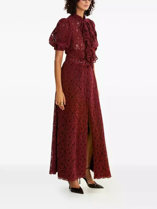 MOOS STUDIO Fatal Bloom Ruffled Lace Maxi Dress