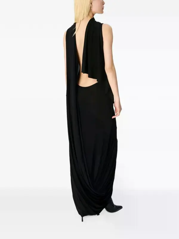 MARINE SERRE Sleeveless Draped Open-back Maxi Dress